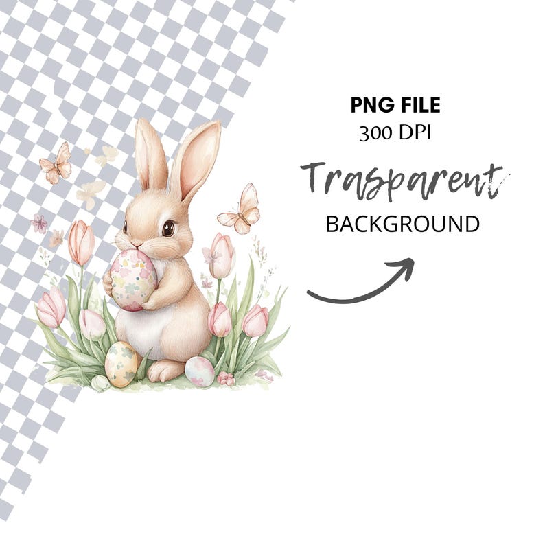 Easter Bunny Rustic Clipart PNG Bundle 16 High Quality, Watercolor ...