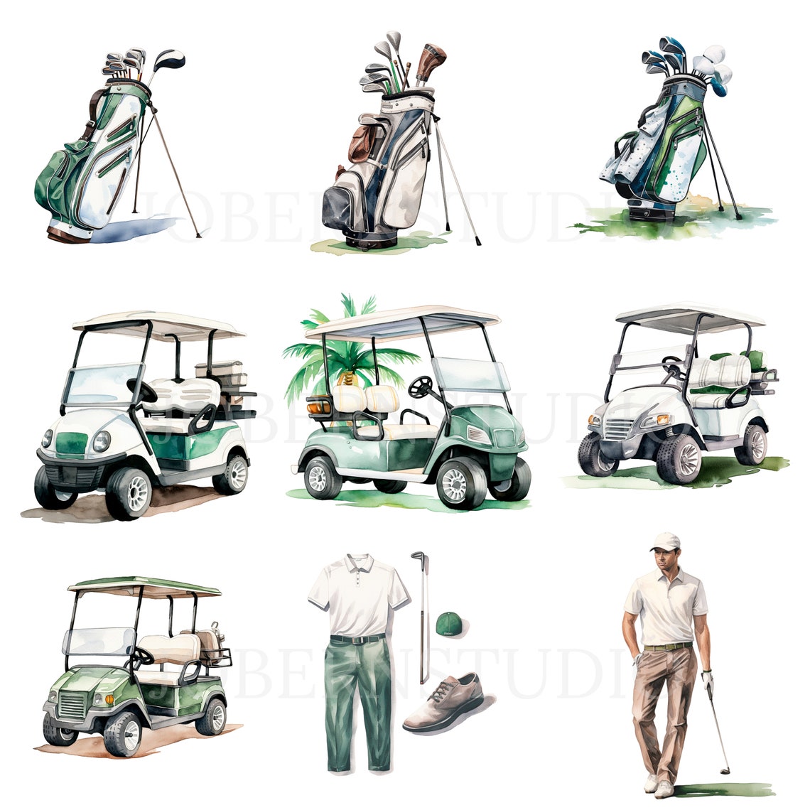 Golf Clipart Png,bundle 30 High Quality, Watercolor Sport Golf Digital ...