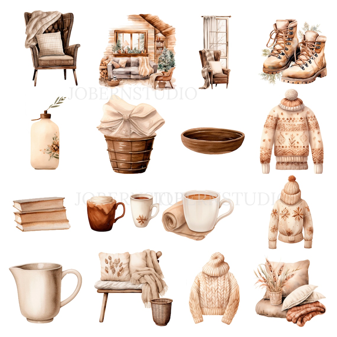 Cozy Winter Clipart Png,bundle 30 High Quality Jpg,digital Download ...
