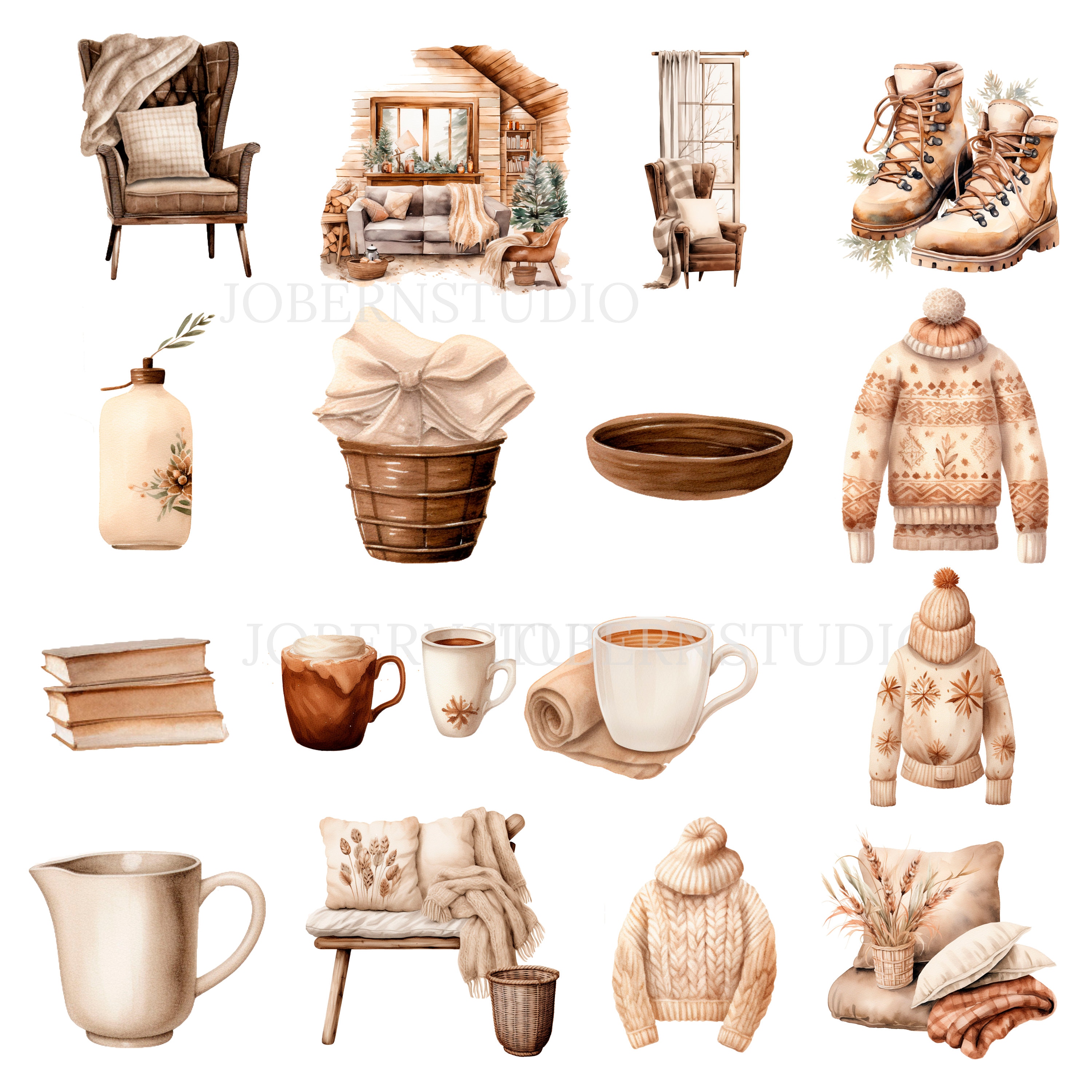 Cozy Winter Clipart Png,bundle 30 High Quality Jpg,digital Download ...