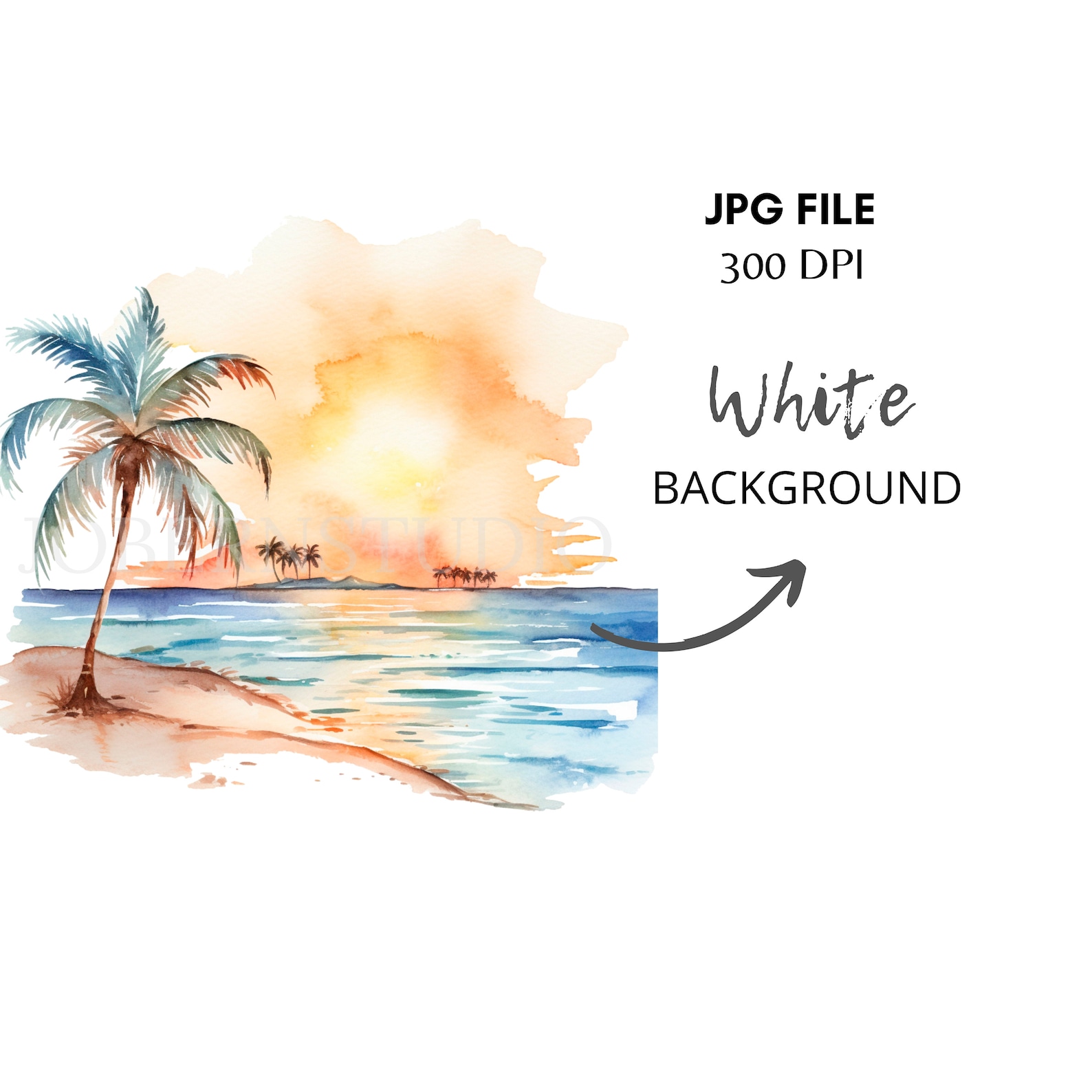 Beach Sunset Clipart Png,bundle 25 High Quality Jpg,watercolor ...