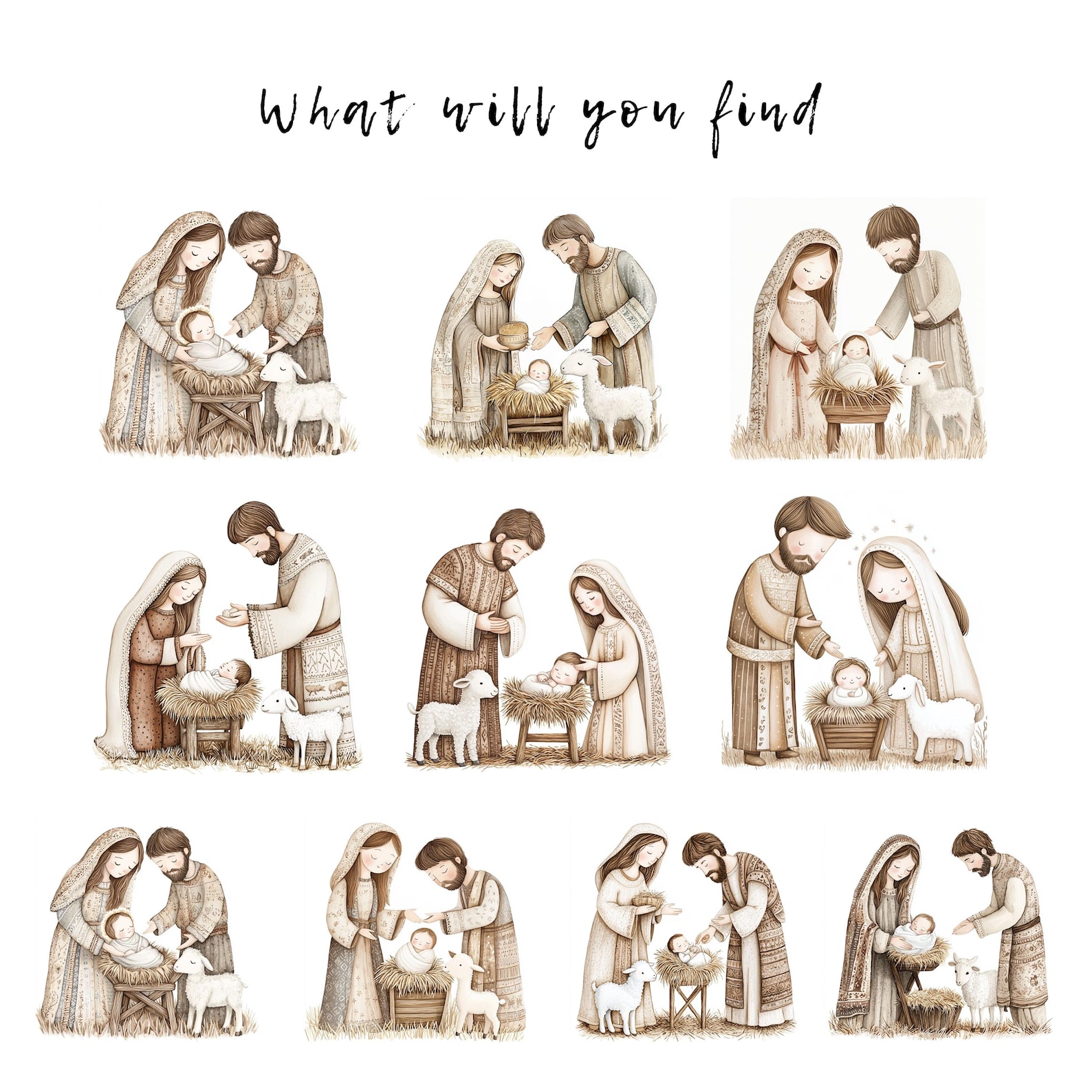 Nativity Clipart Bundle 10 High Quality Png,watercolor Nativity Sacred ...