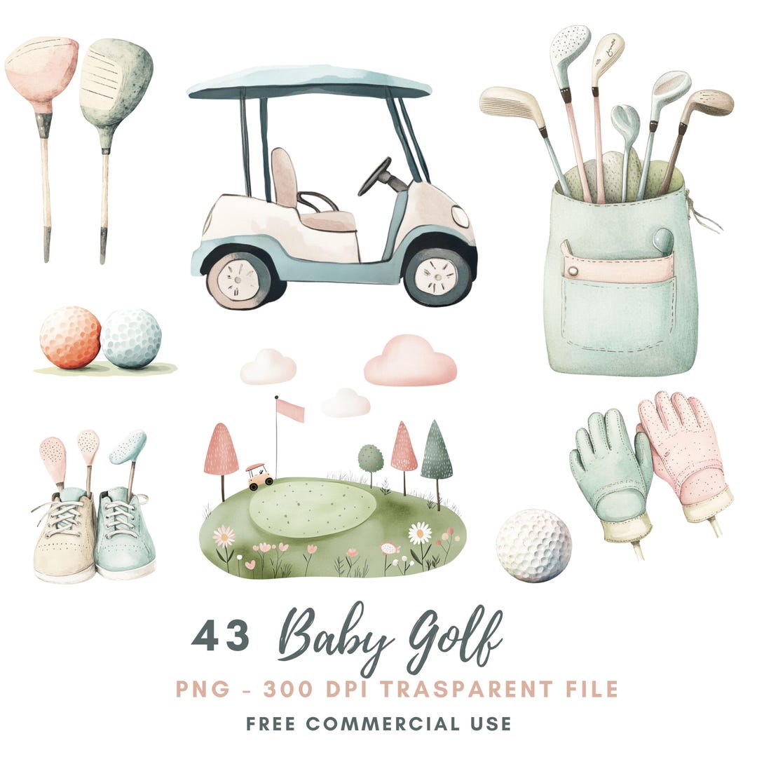 Baby Golf Clipart Png,bundle 46 High Quality, Watercolor Baby Sport ...