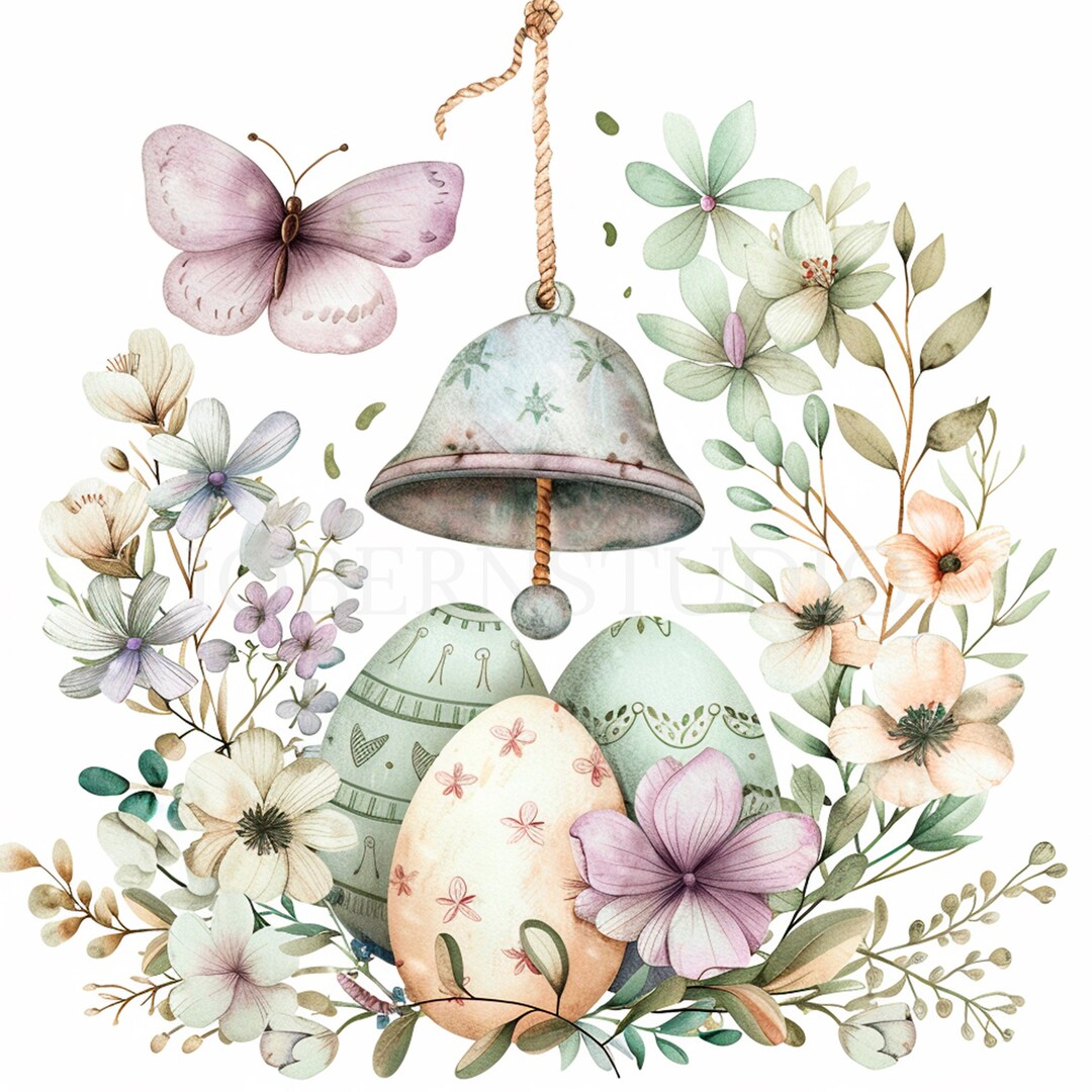 Easter Bell Clipart PNG Bundle 16 High Quality,easter Egg Watercolor ...
