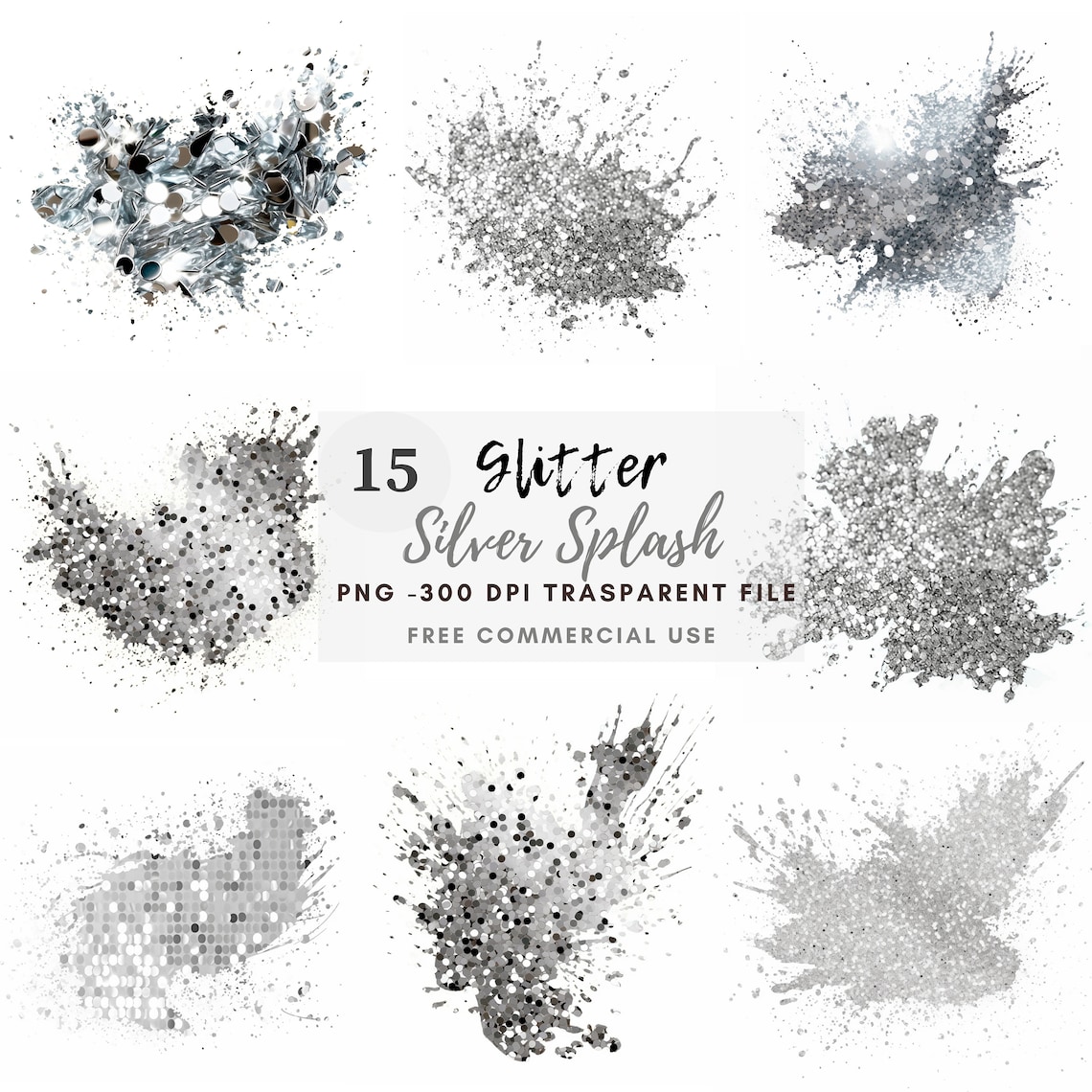 Silver Glitter Color Splash Clipart Png,bundle 15 High Quality Jpg ...