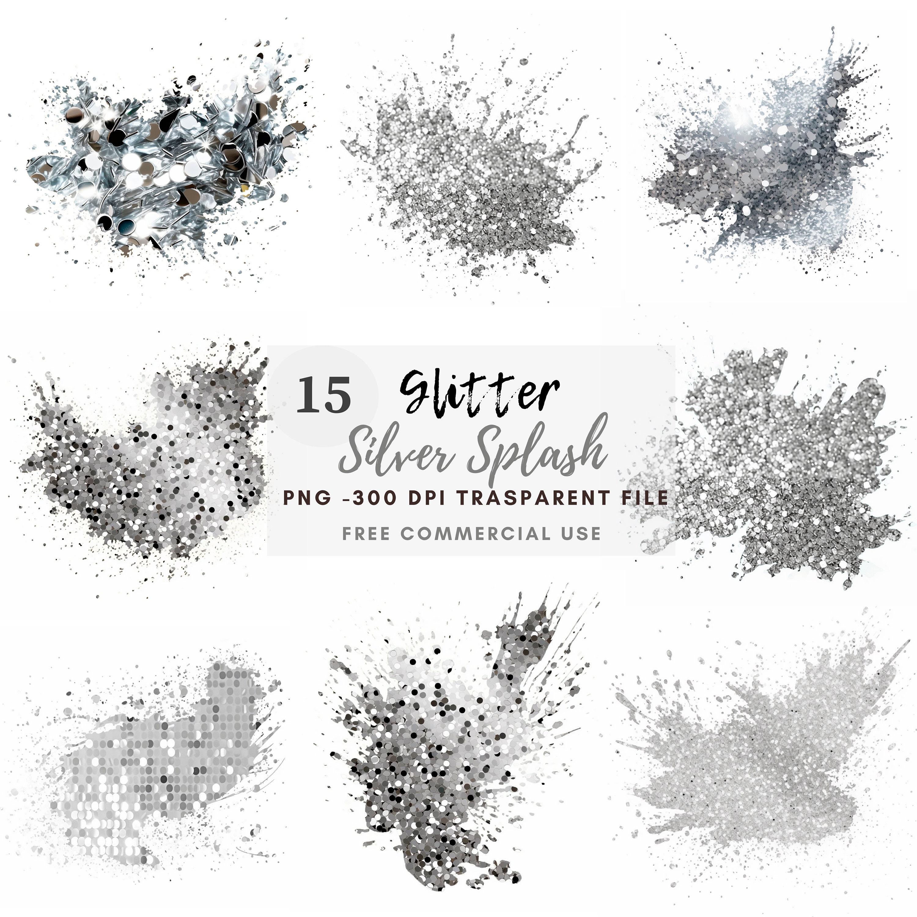 Silver Glitter Color Splash Clipart Png,bundle 15 High Quality Jpg ...