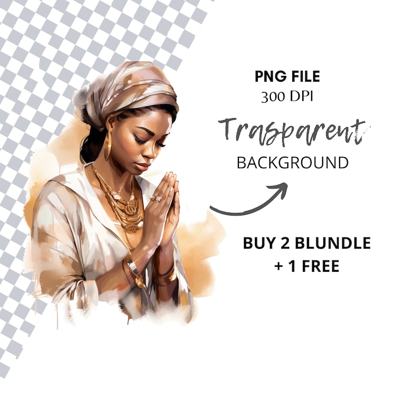 Black Woman Praying Clipart Png,bundle 15 High Quality Jpg,digital Download,card Making,digital ...