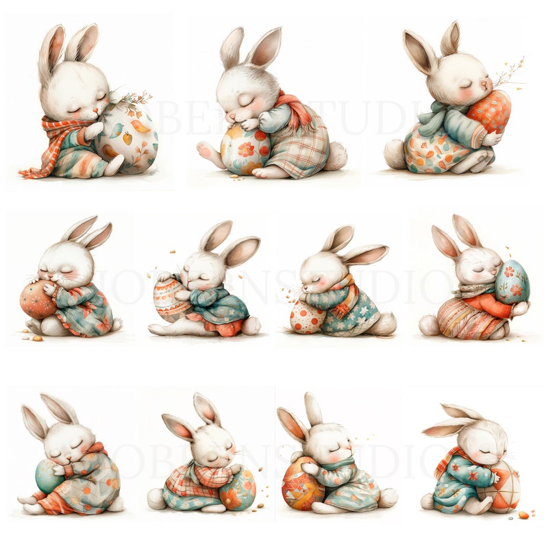 Easter Bunny Clipart PNG Bundle 11 High Quality, Pastel Easter ...