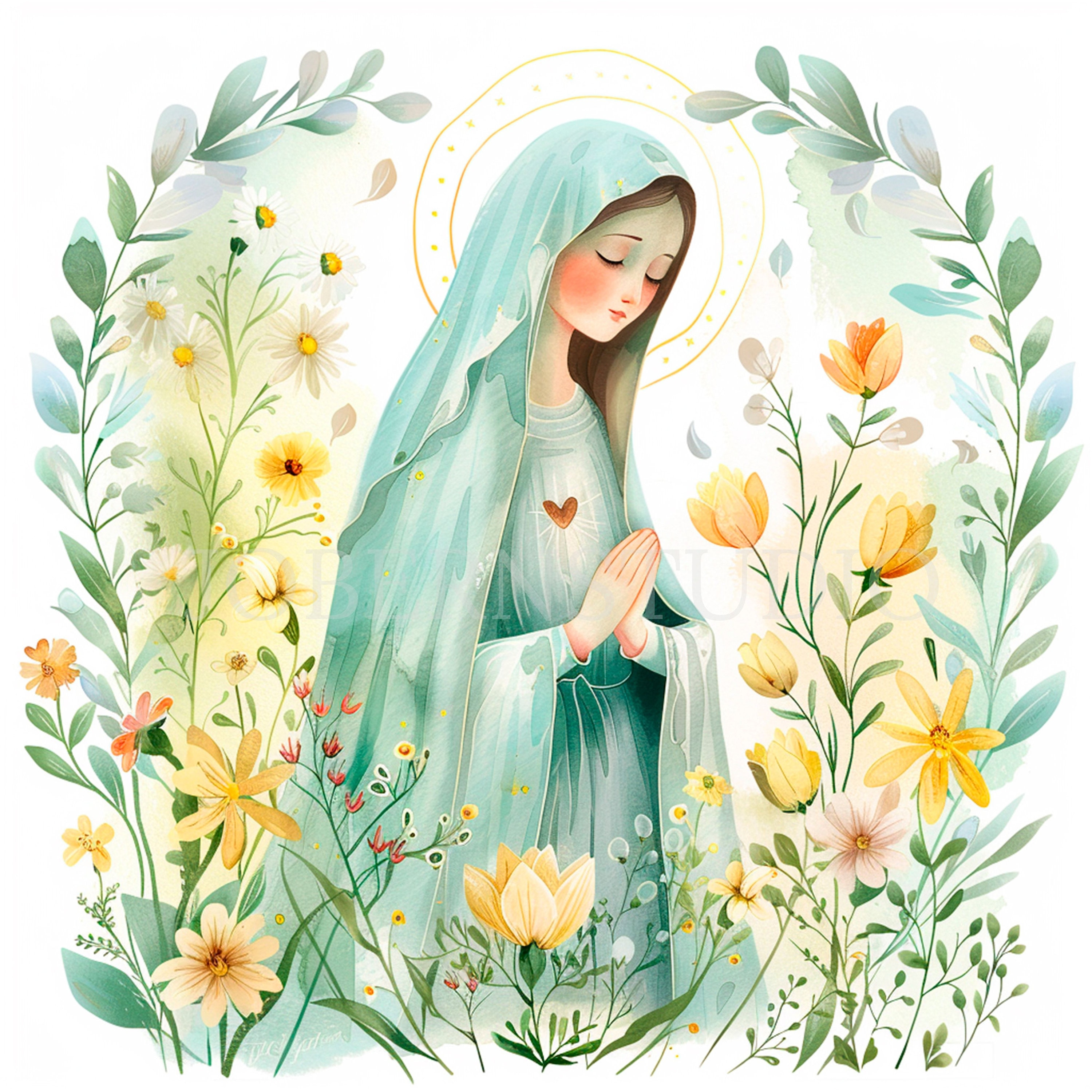 Immaculate Sacred Heart Clipart,bundle 15 High Quality,holy Mary ...