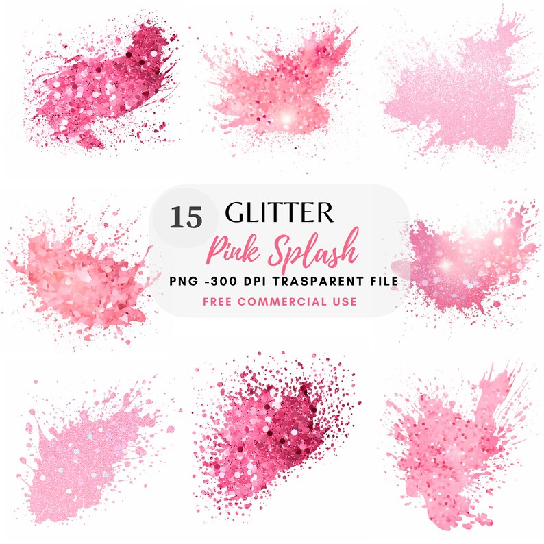 Pink Glitter Color Splash Clipart Png,bundle 15 High Quality Jpg ...