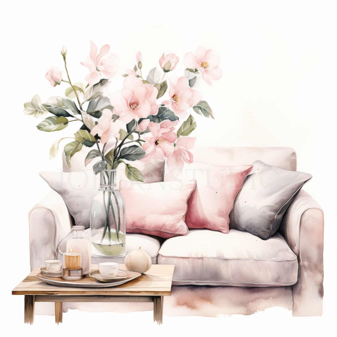 Living Room Clipart Bundle 15 High Quality Png,watercolor Home Decor ...