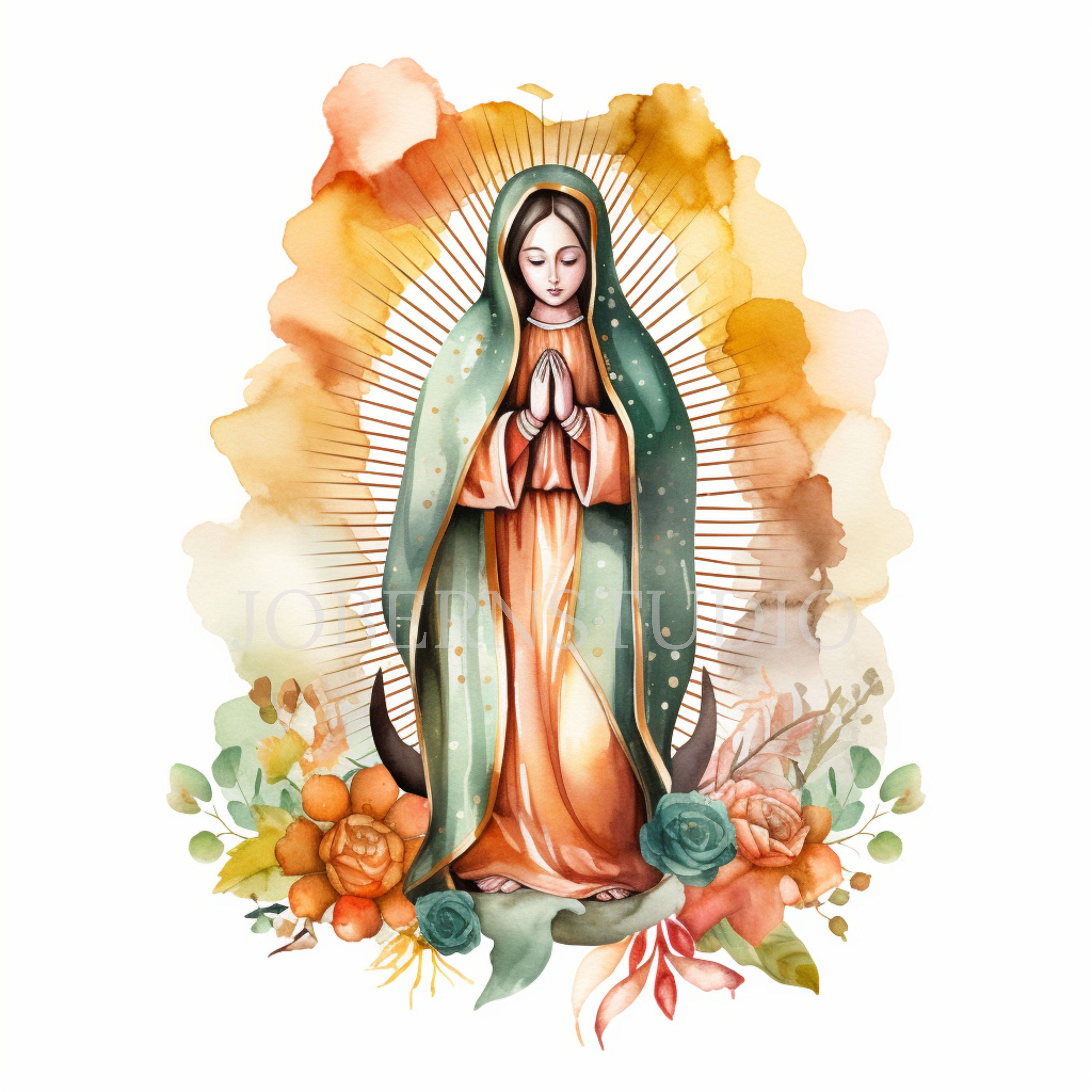 Our Lady of Guadalupe Clipart,bundle 15 High Quality Png,watercolor ...