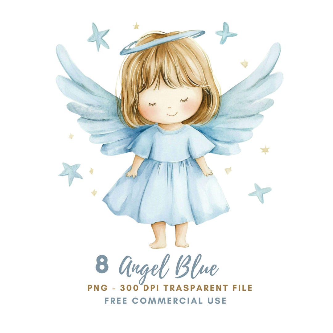 Guardian Angel Clipart PNG Bundle 8 High Quality Png,watercolor Blue ...