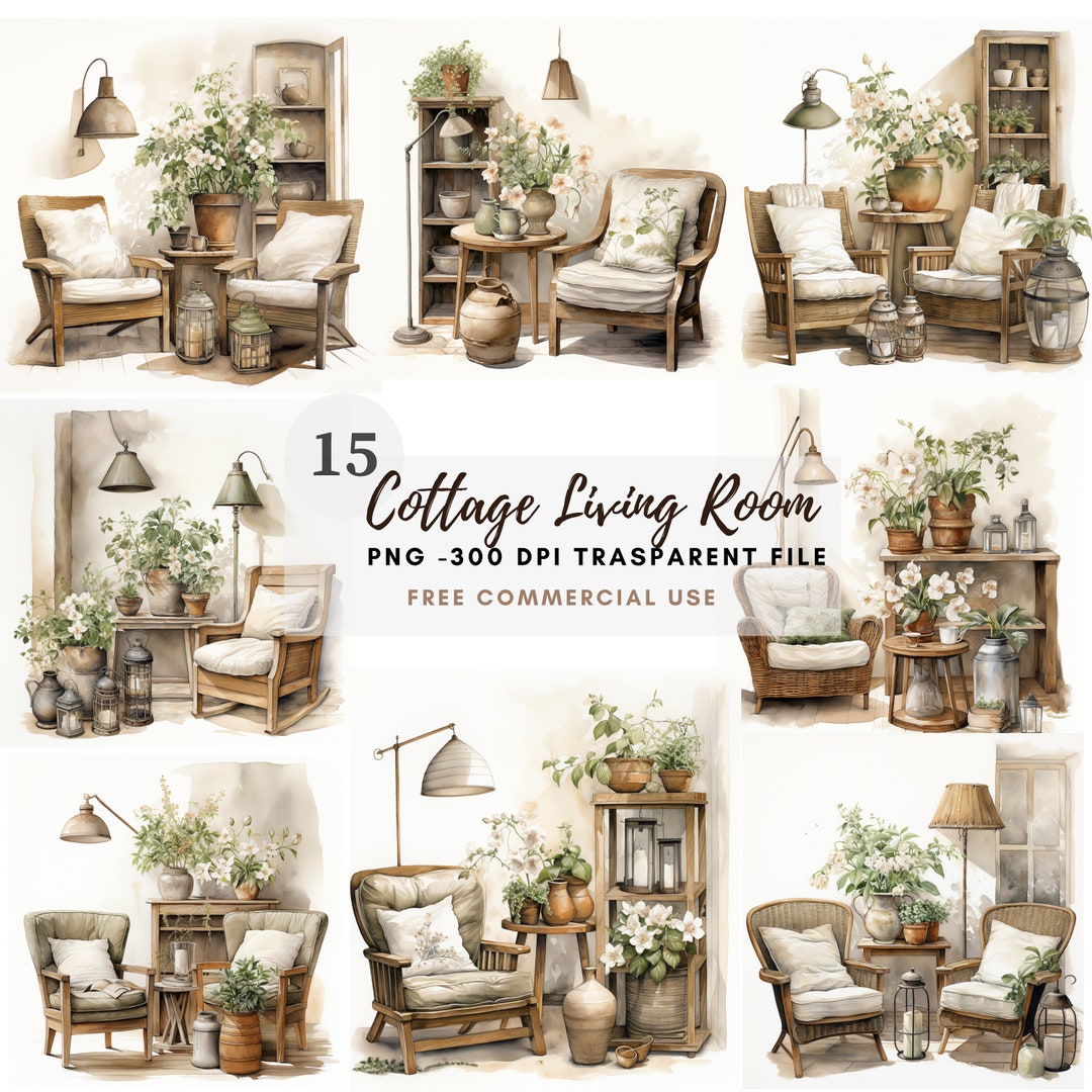 Living Room Clipart Bundle 15 High Quality Png,cottage Home Decor ...