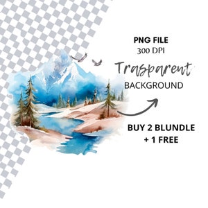 Mountain Landscape Clipart Png,bundle 10 High Quality,watercolor ...