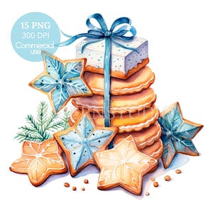 Christmas Cookies Clipart Bundle 15 High Quality Png,watercolor Clip ...