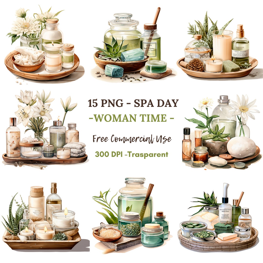Spa Time Clipart Bundle 15 High Quality PNG, Home Decor, Digital ...
