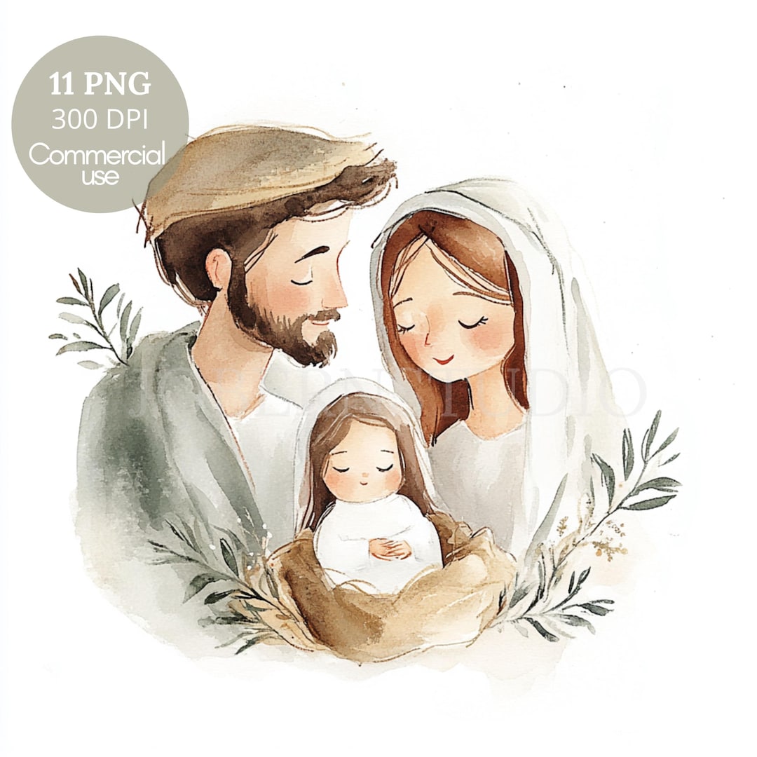 Nativity Clipart Bundle 11 High Quality Png,watercolor Nativity Sacred ...