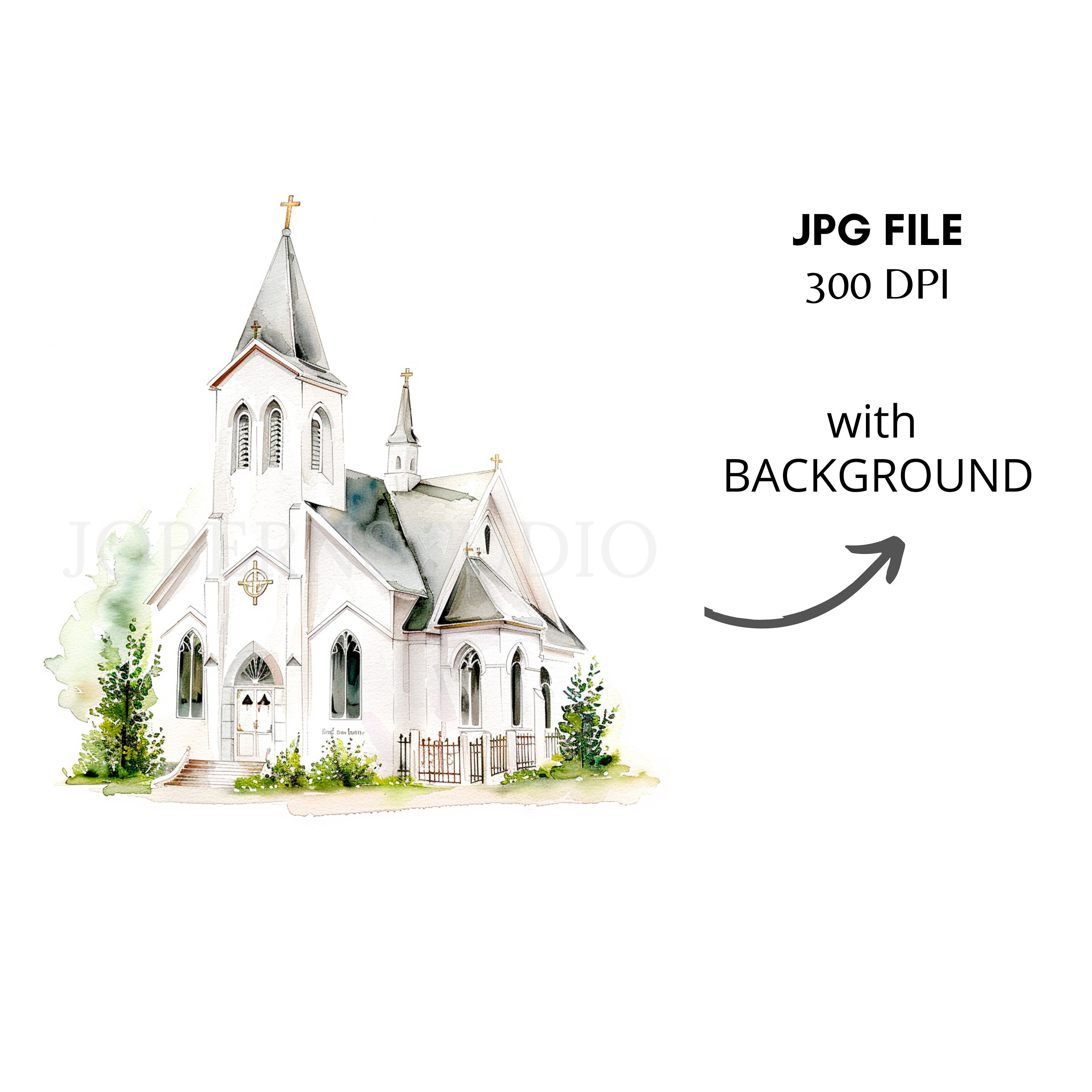 White Church Clipart Png,bundle 15 High Quality,watercolor Church ...