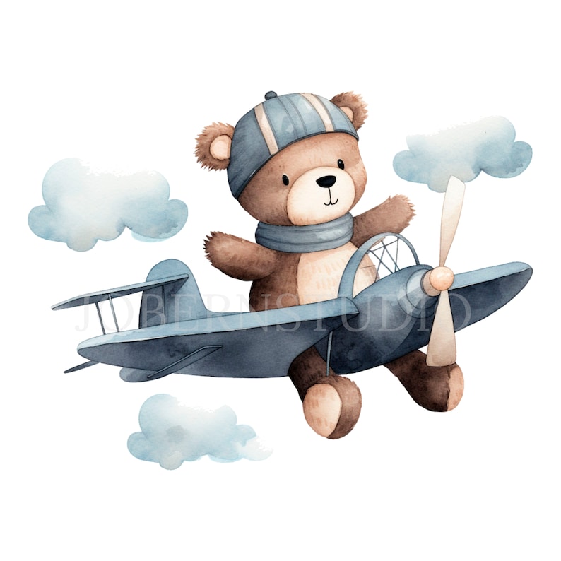 Teddy Bear Aviator Clipart PNG Bundle 15 High Quality Jpg,digital ...