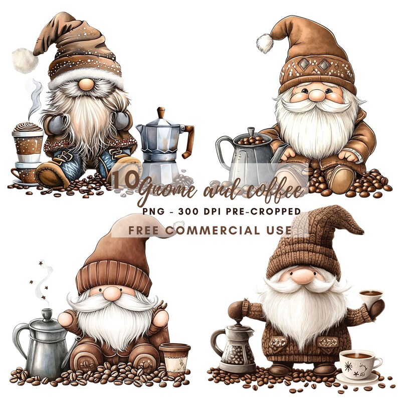 Gnome and Coffee Clipart Bundle 10 High Quality Png,coffee Gnome ...