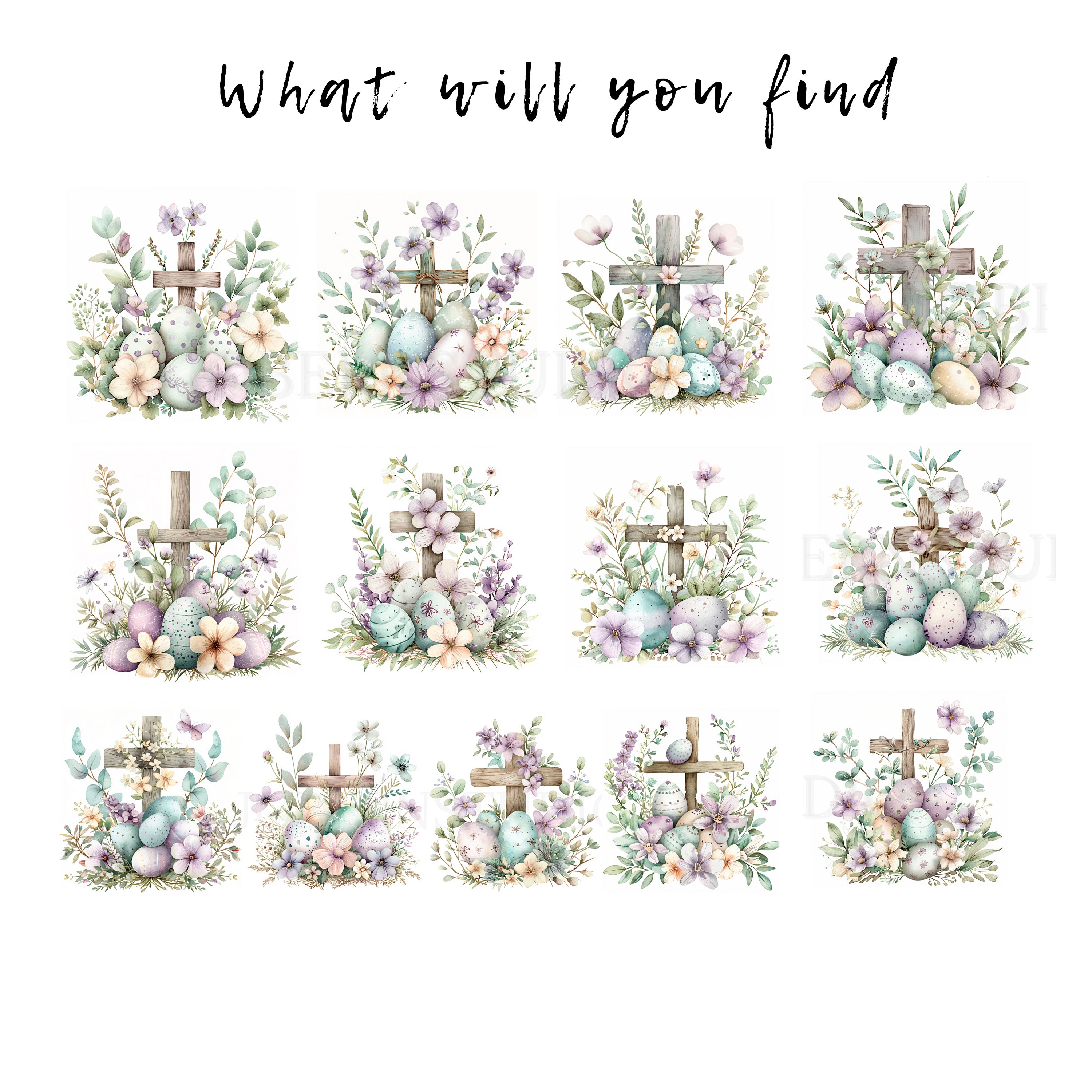 Easter Clipart PNG Bundle 185 High Quality,watercolor Easter Decoration ...