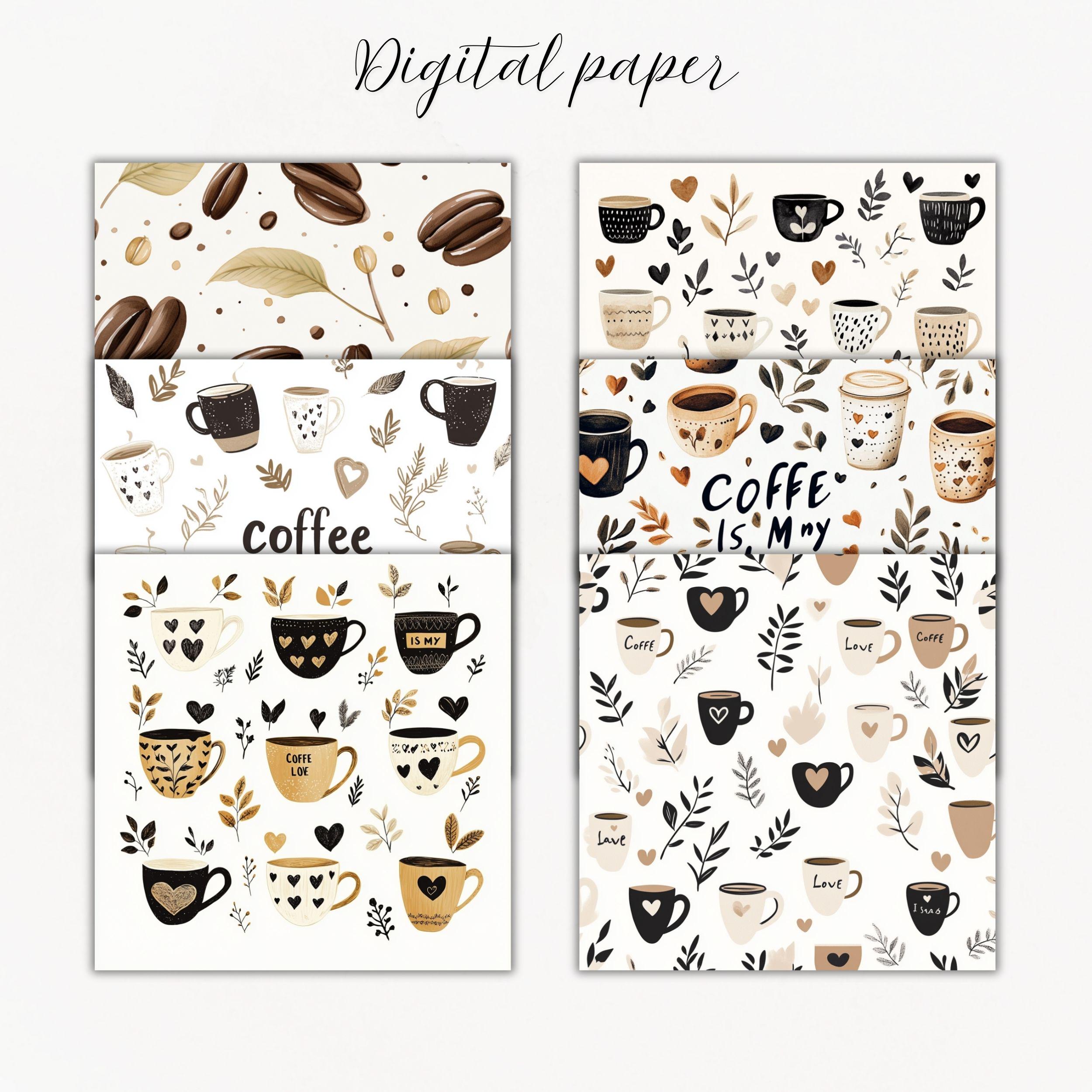 Coffee Digital Paper Pack- 20 Scrapbook Junk Journal Papers -seamless ...