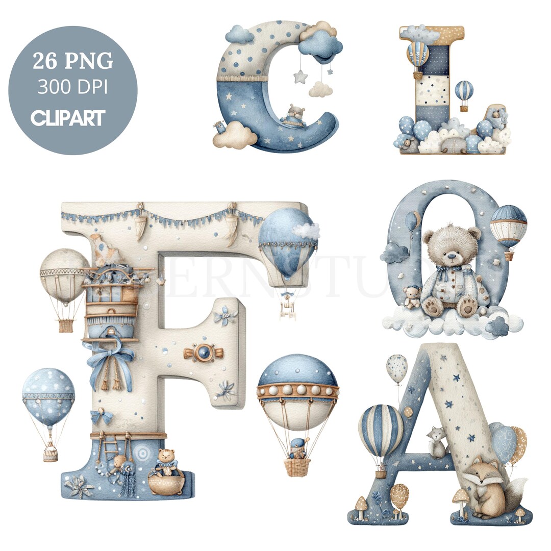 Nursery Alphabet Letter,clipart Bundle 26 High Quality PNG, Watercolor ...