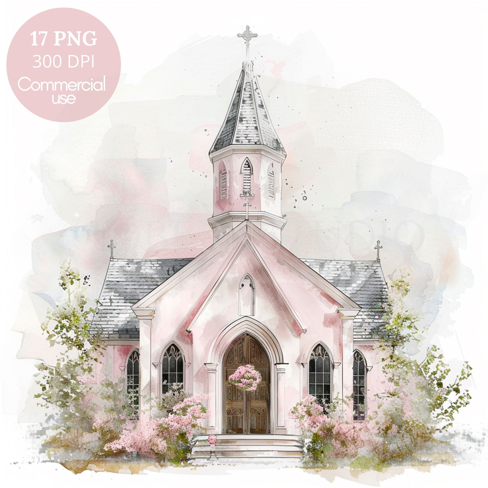 Pink Church Clipart Png,bundle 17 High Quality,watercolor Pink Pray ...