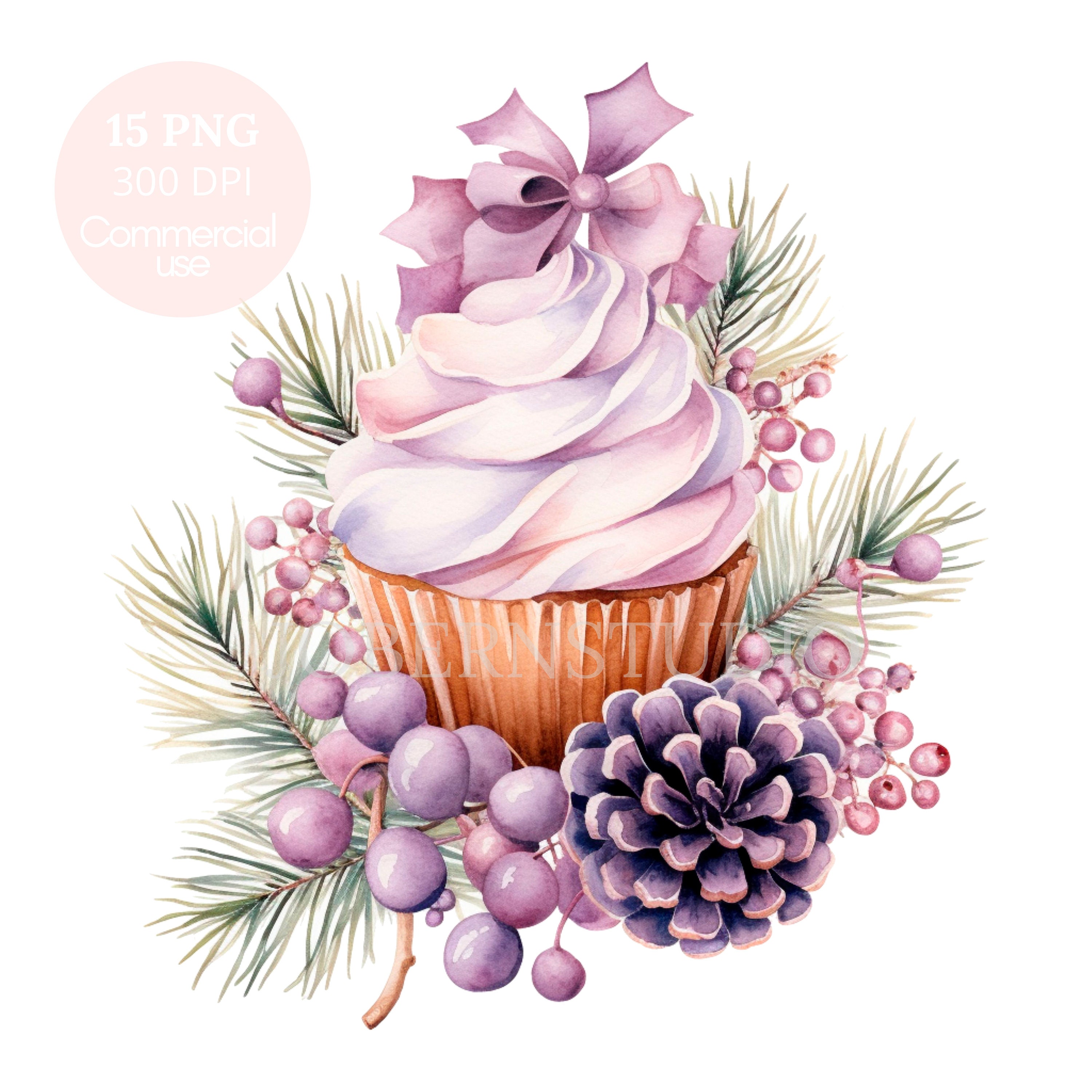 Christmas Cupcake Clipart Bundle 15 High Quality - Etsy