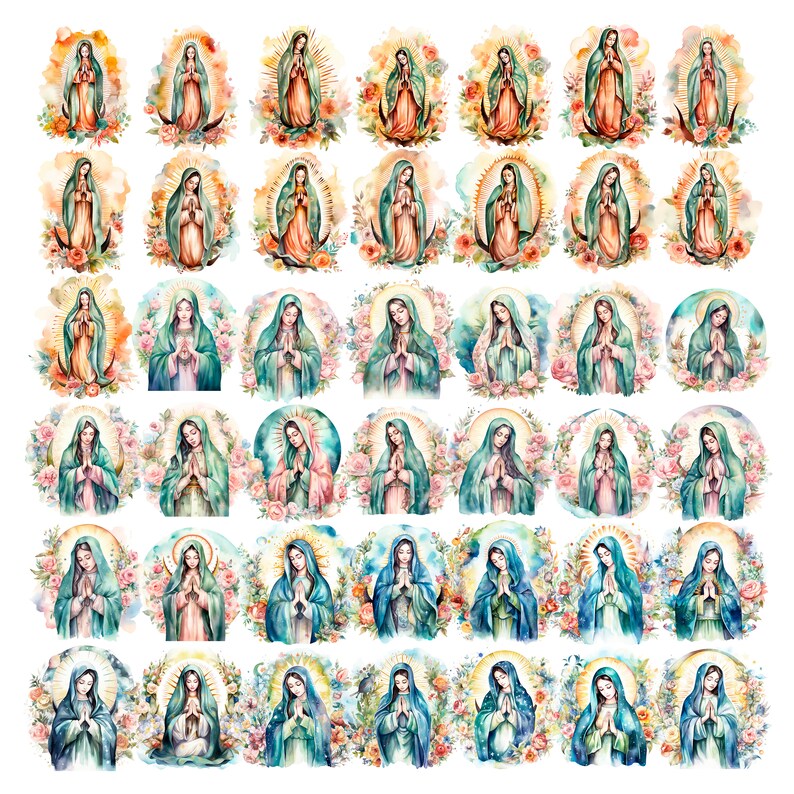 Virgin Mary Clipart,bundle 135 High Quality Png,watercolor Clip Art Jpg ...