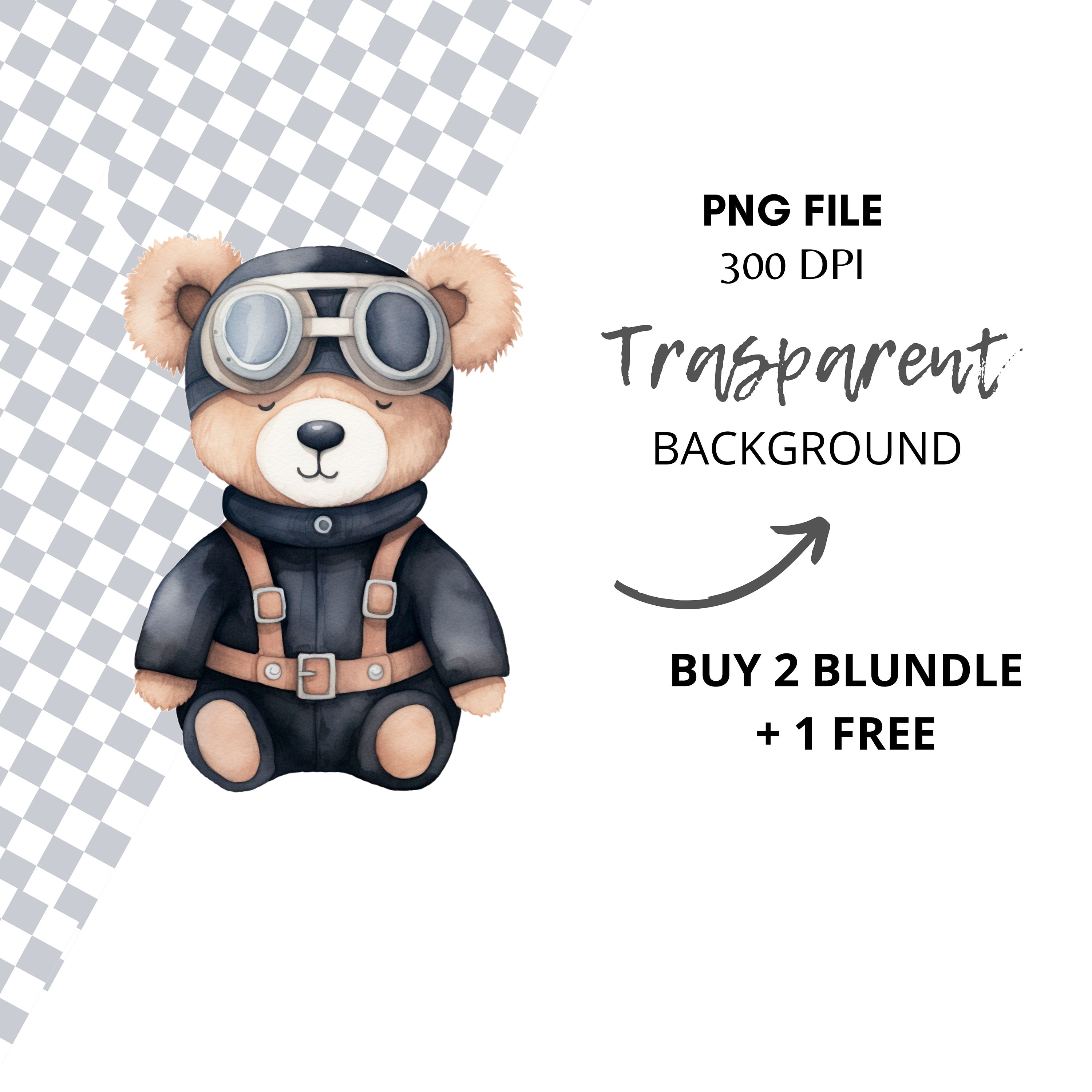 Teddy Bear Aviator Clipart PNG Bundle 30 High Quality,digital Download ...