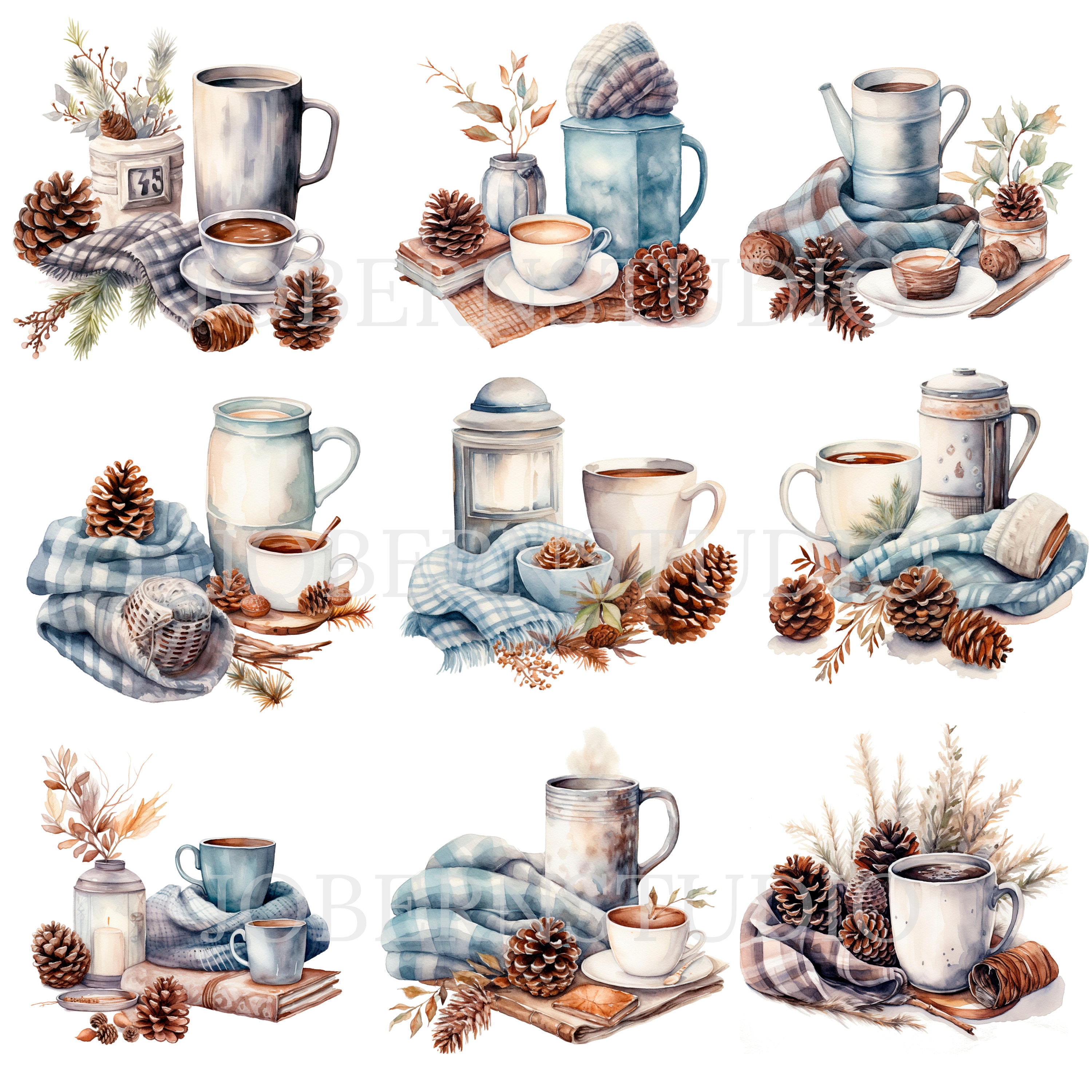 Cozy Winter Coffee Clipart Pngbundle 15 High Quality - Etsy