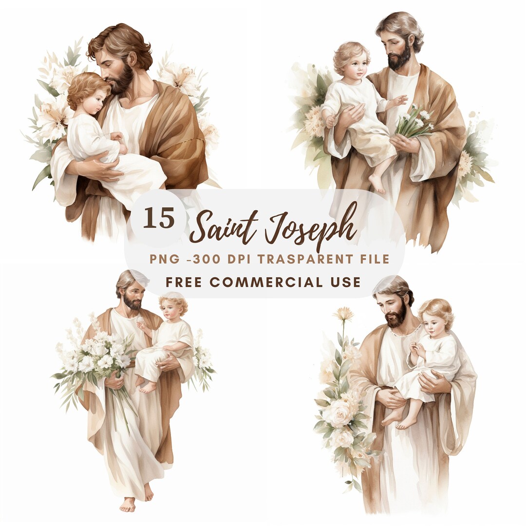 Saint Joseph Clipart Bundle 15 High Quality PNG, Saint Joseph With ...
