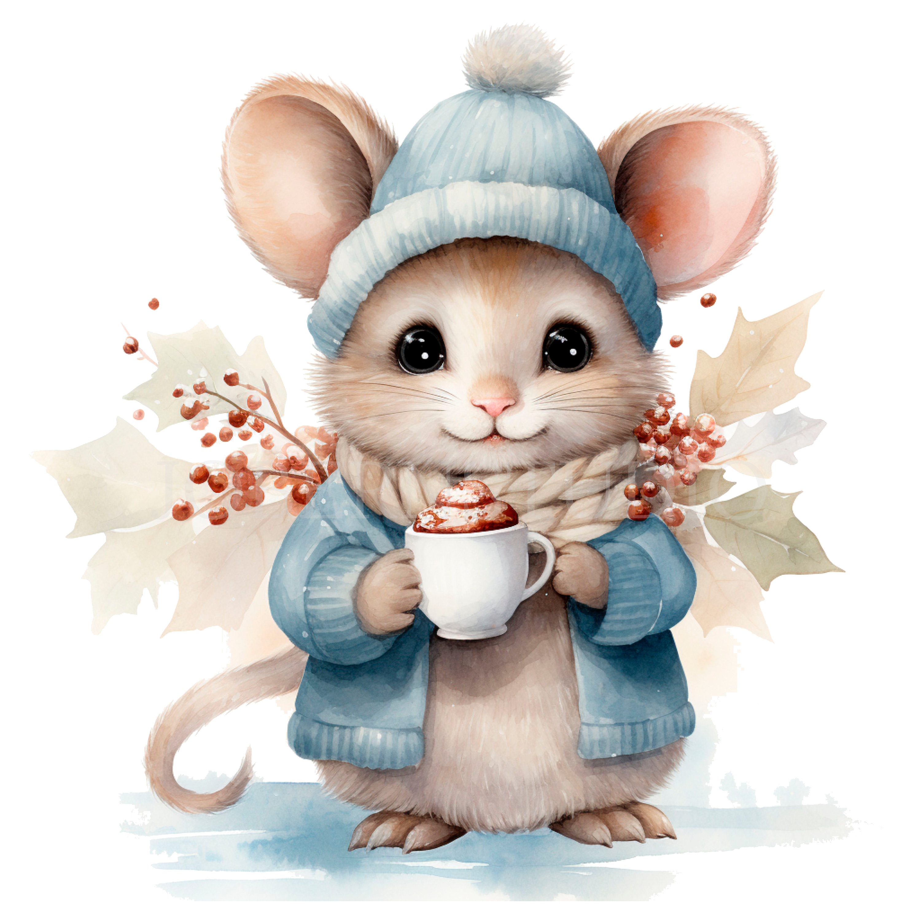 Winter Mouse Clipart Pngbundle 15 High Quality Jpgdigital - Etsy