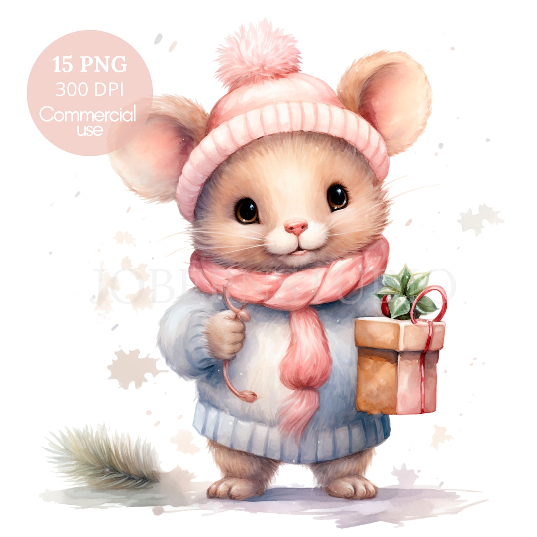 Christmas Mouse Clipart Png,bundle 15 High Quality Jpg,digital Download ...