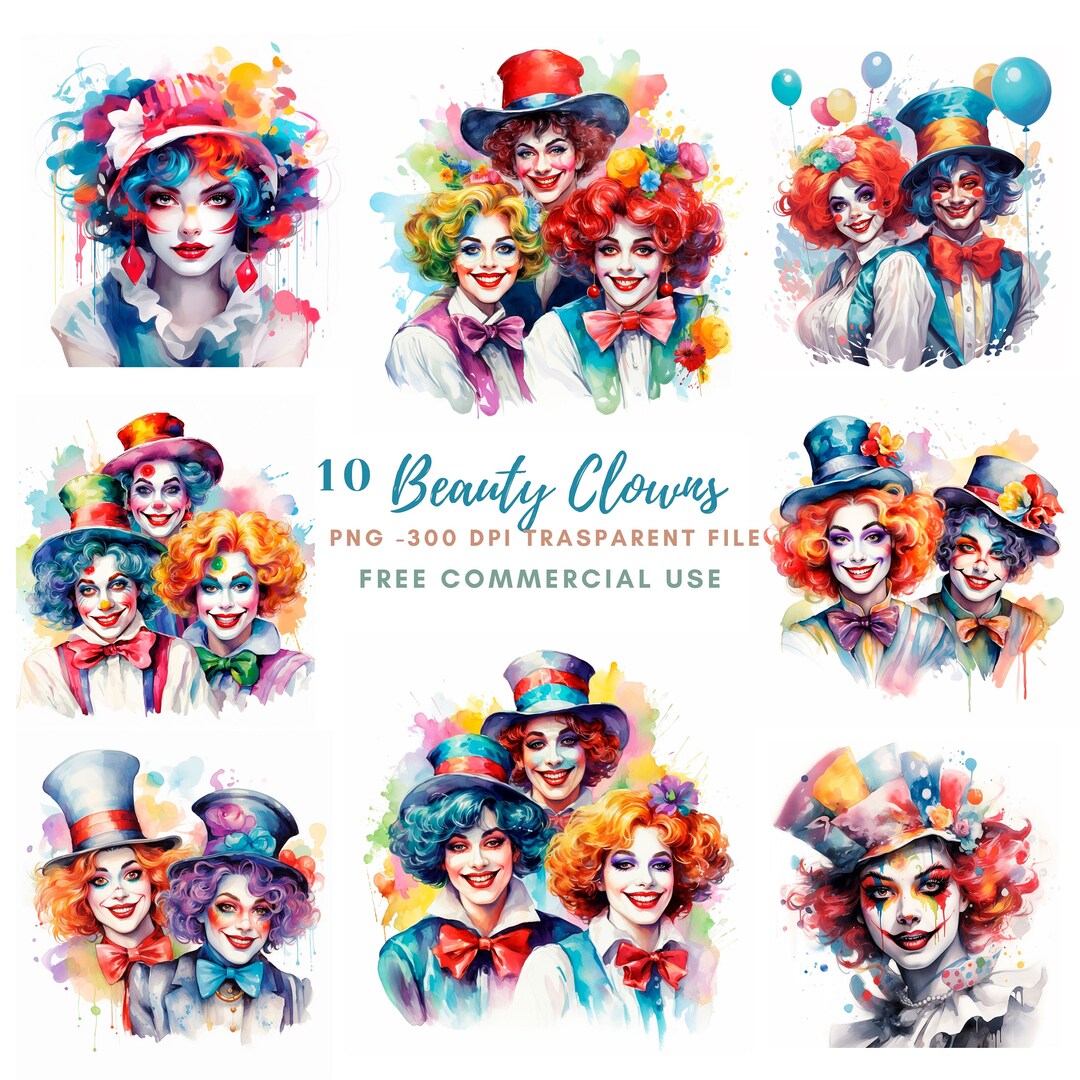 Clowns Clipart Png,bundle 10 High Quality,watercolor Circus Woman ...