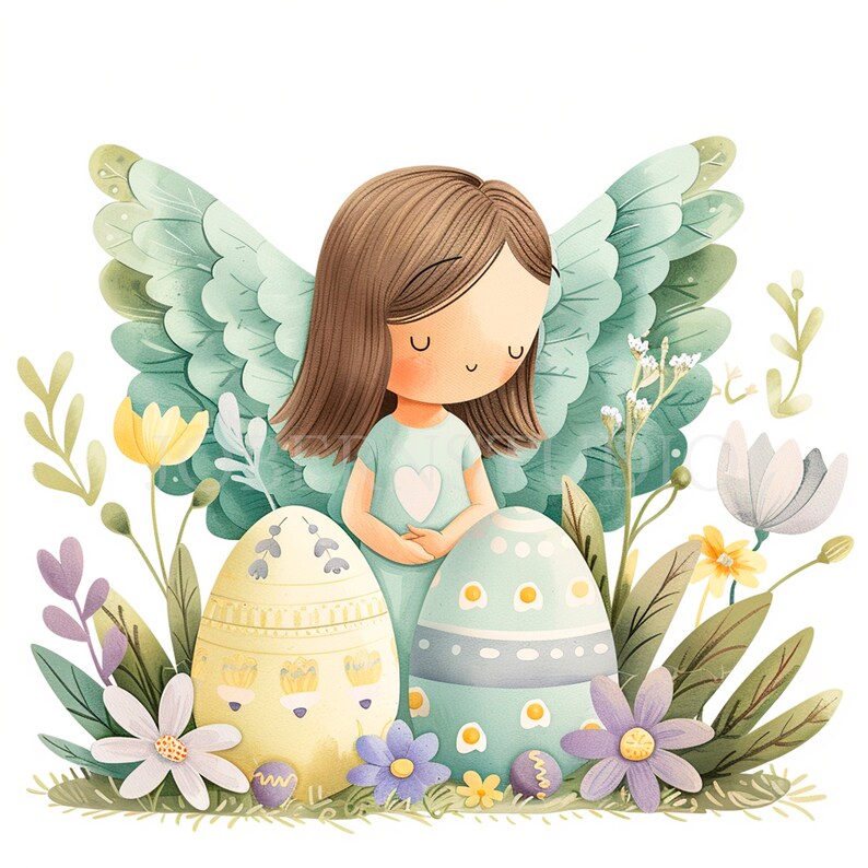 Easter Angel Clipart PNG Bundle 14 High Quality,easter Egg Watercolor ...