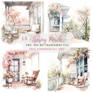 Spring Porch Clipart Png,bundle 15 High Quality,watercolor Garden ...
