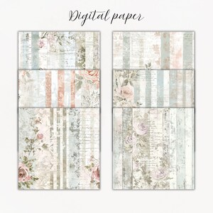 Shabby Chic Digital Paper Pack- 22 Vintage Scrapbook Junk Journal ...