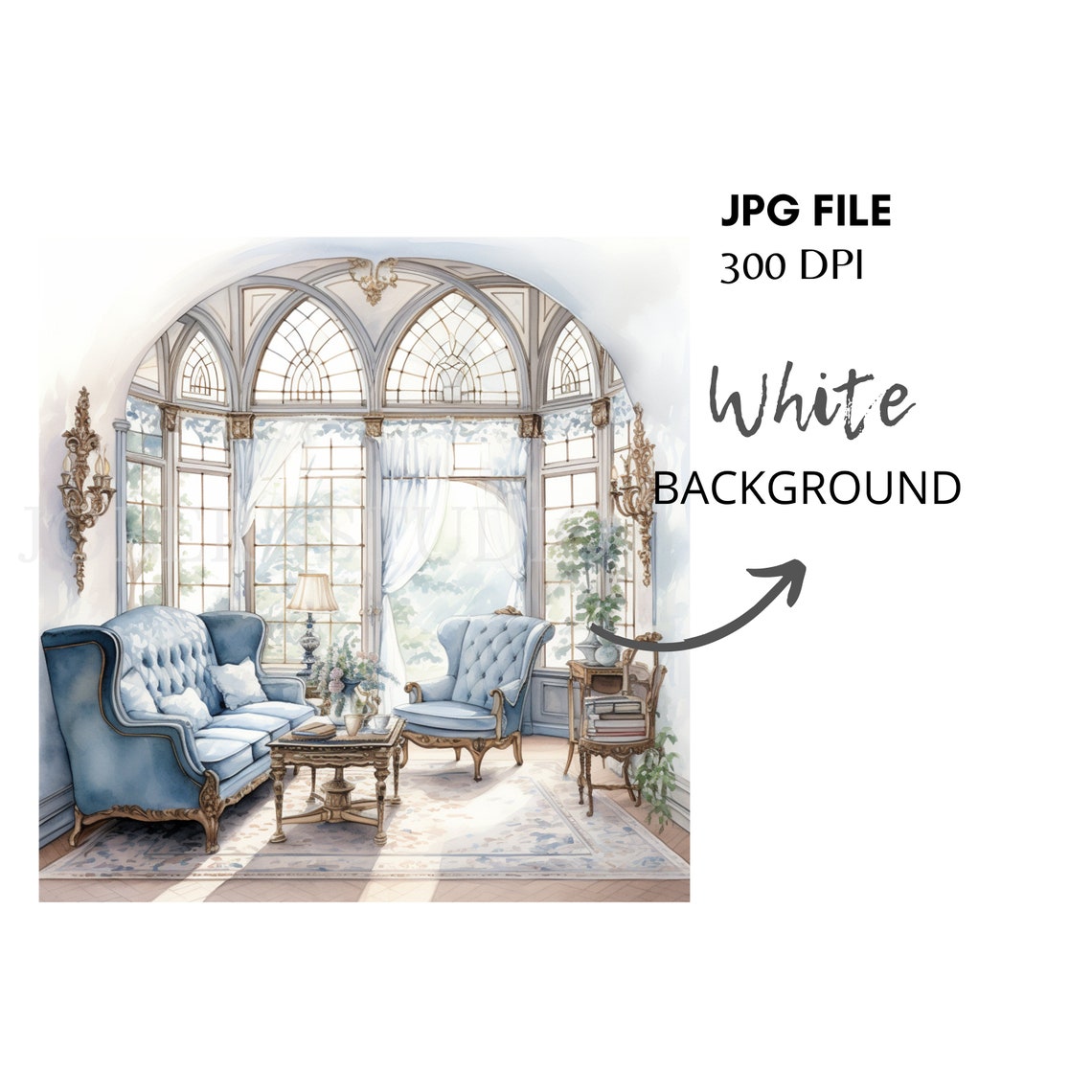 Living Room Clipart Bundle 15 High Quality Jpgs,watercolor Home Decor ...