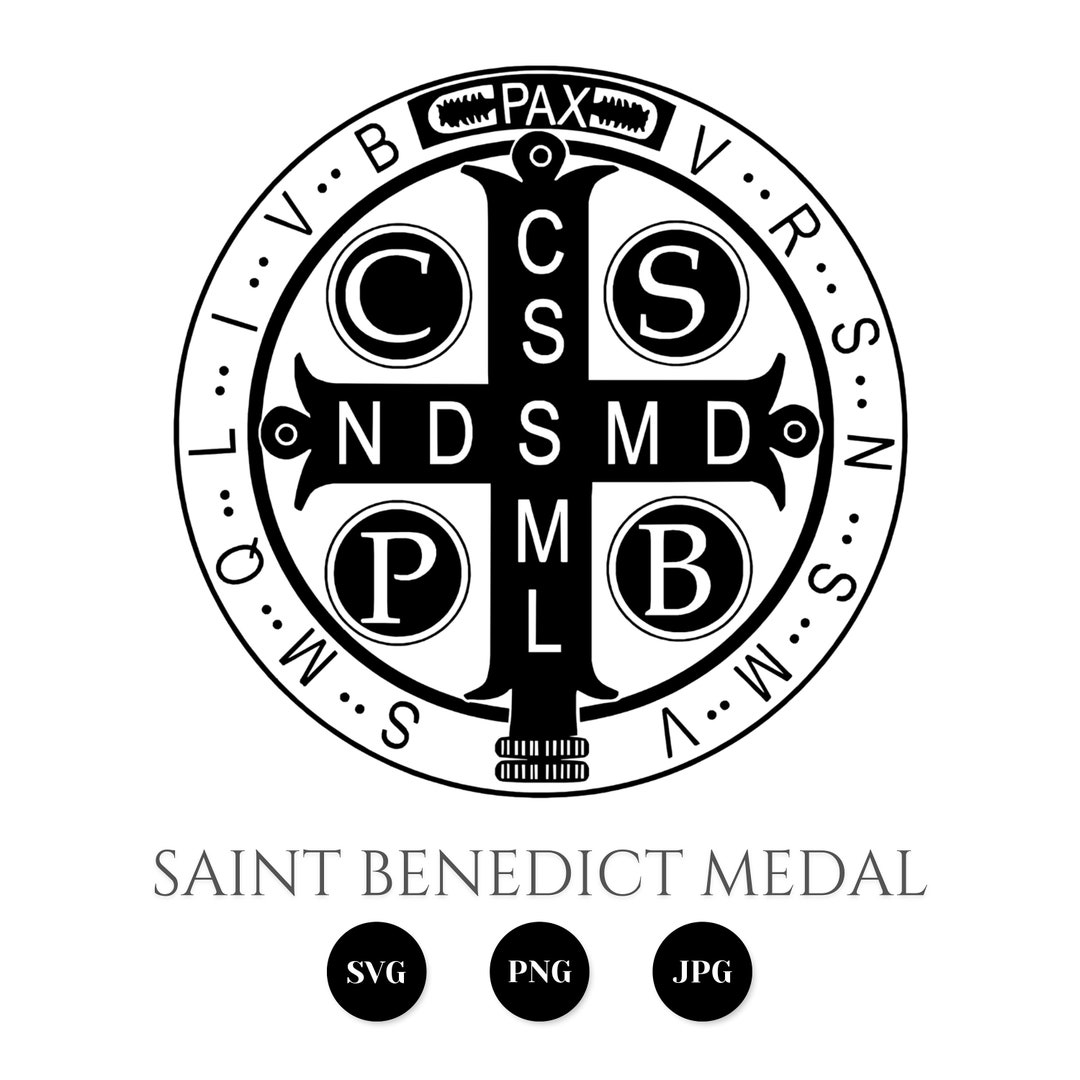 Saint Benedict Medal SVG, Black Medal of Saint Benedict Clipart,digital ...