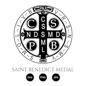 Saint Benedict Medal SVG, Black Medal of Saint Benedict Clipart,digital ...