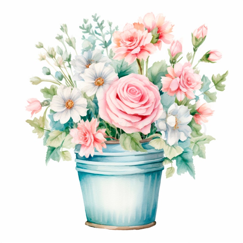 Shabby Chic Garden Clipart Bundle 15 High Quality Png,pink Flower ...