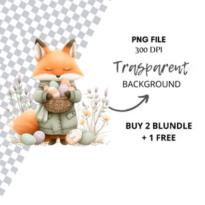 Easter Fox Clipart PNG Bundle 13 High Quality JPG, Easter Egg ...