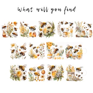 Bees and Honey Clipart PNG Bundle 13 High Quality JPG, Vintage Bee ...