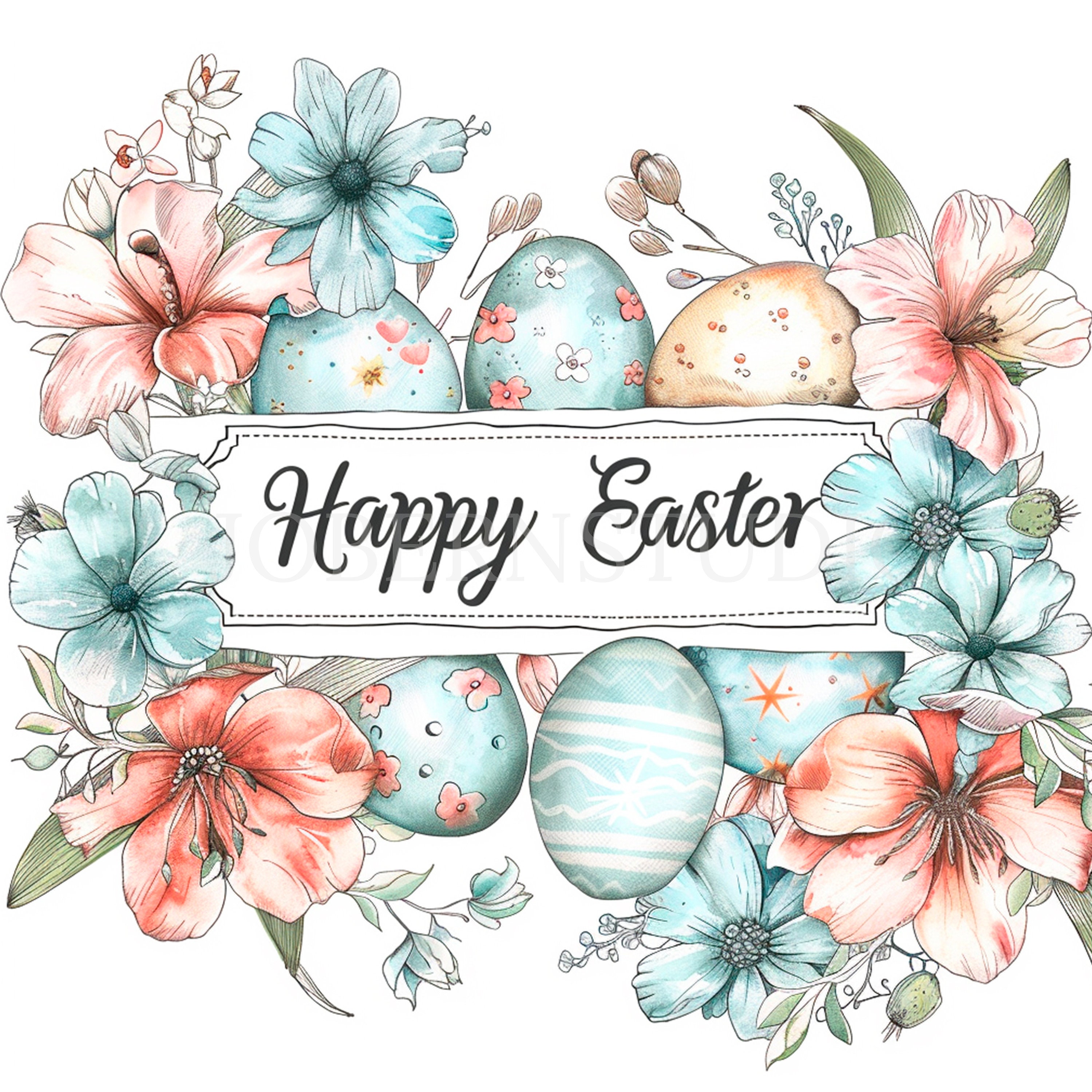Easter Word Clipart PNG Bundle 15 High Quality,pastel Easter Watercolor ...
