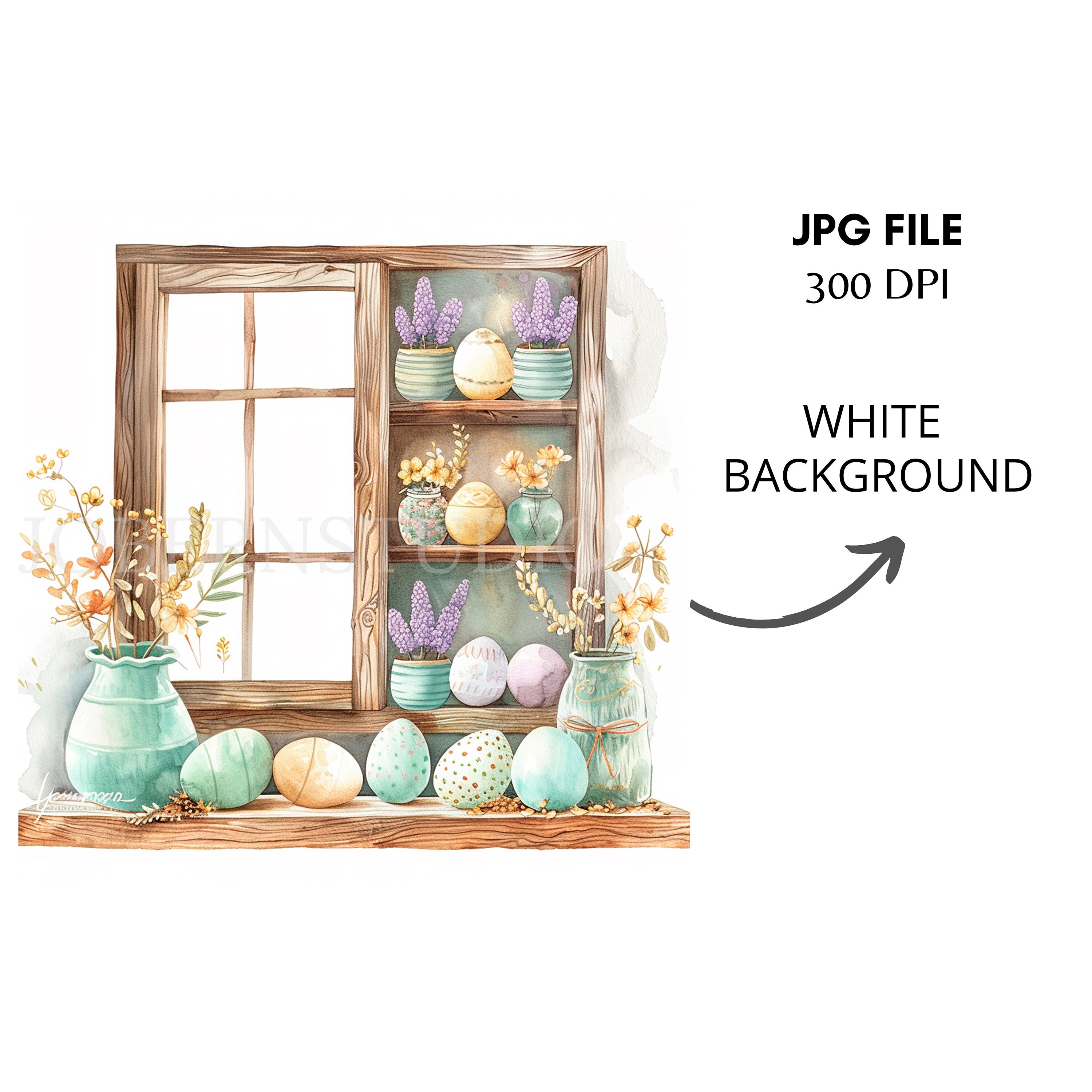 Easter Window Clipart PNG Bundle 13 High Quality,watercolor Easter Egg ...