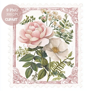 Flower Stamp,stamp Floral Clipart Bundle 9 High Quality Png,watercolor ...