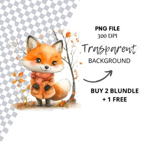 Watercolor Fox Clipart,bundle 8 High Quality Png,fall Autumn Fox,winter ...